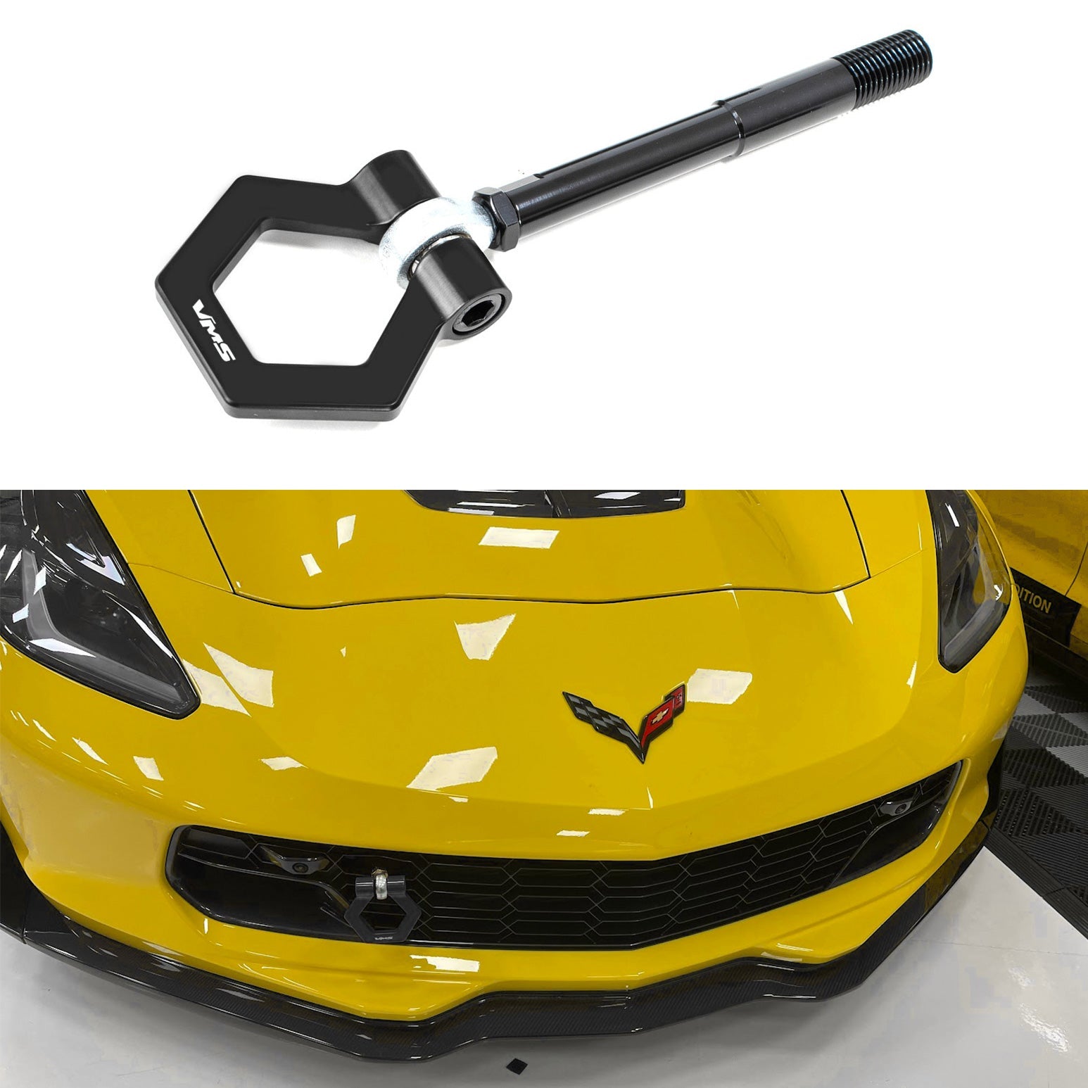 2014+ Chevrolet Corvette C7/C8 Front Hexagonal Tow Hook Loop Ring - Bl ...