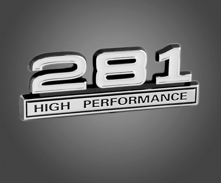 Ford truck Mustang White & Chrome 281 High Performance Stick On Emblem ...